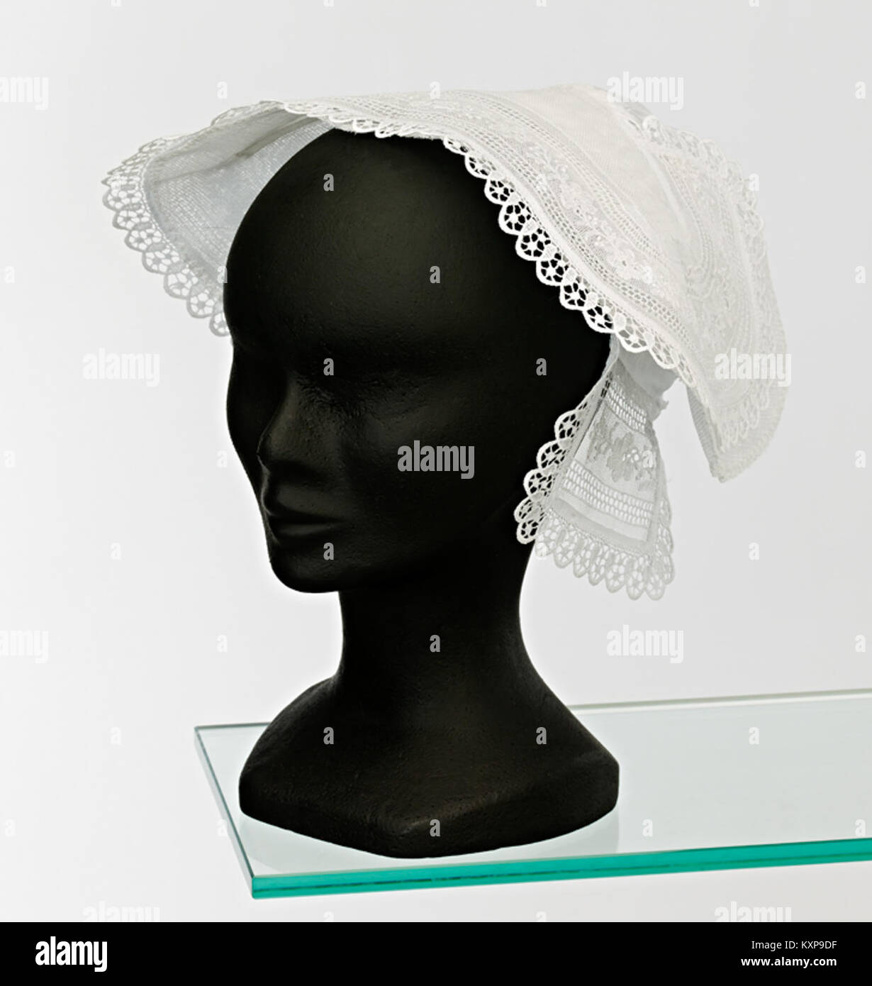 The Coiffe d'Arzano is a traditional Breton headdress on display at the ...