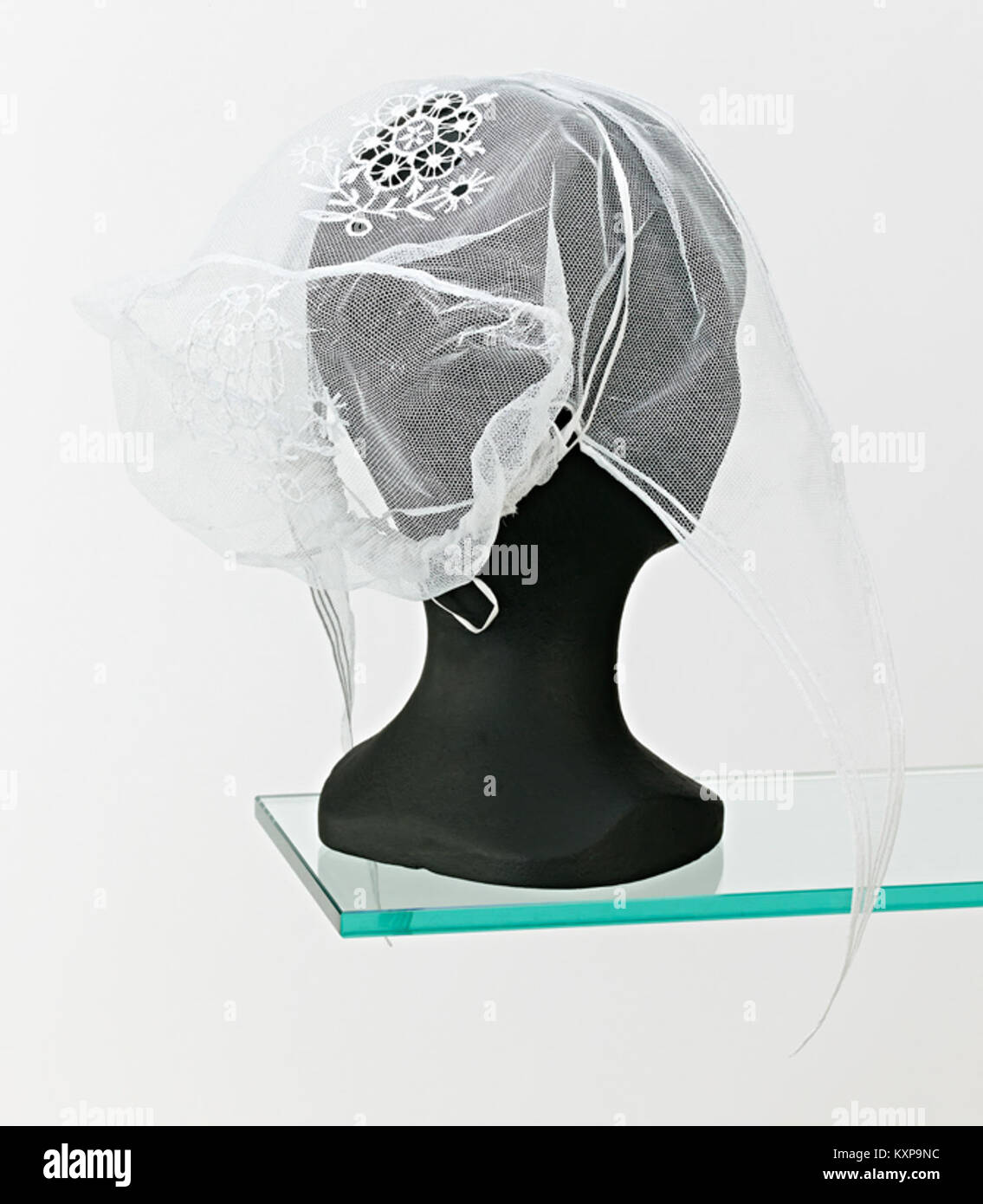 The Coiffe du Trégor is a traditional Breton headdress, displayed at ...