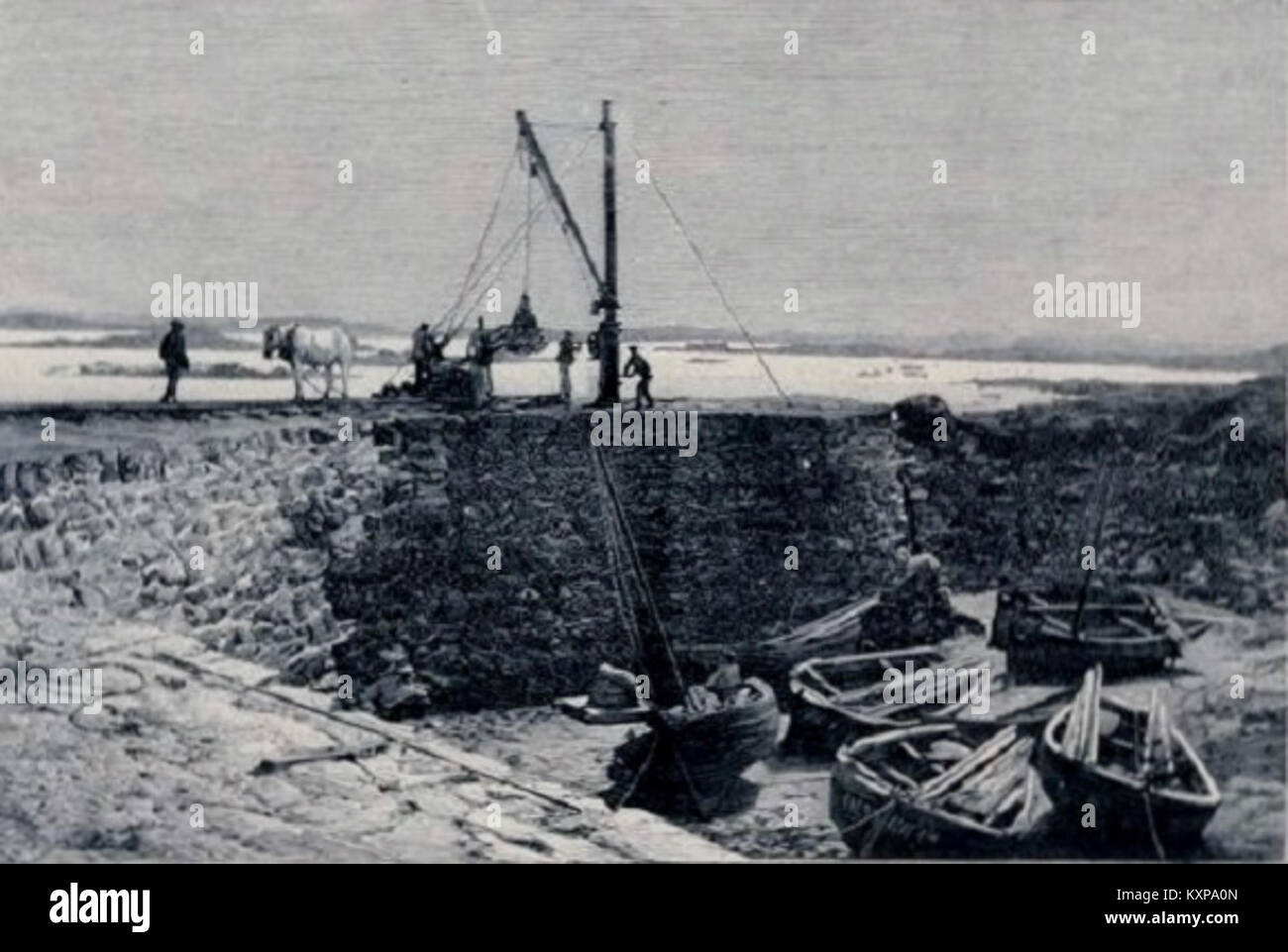 This image shows the construction of a lighthouse and loading dock for ...