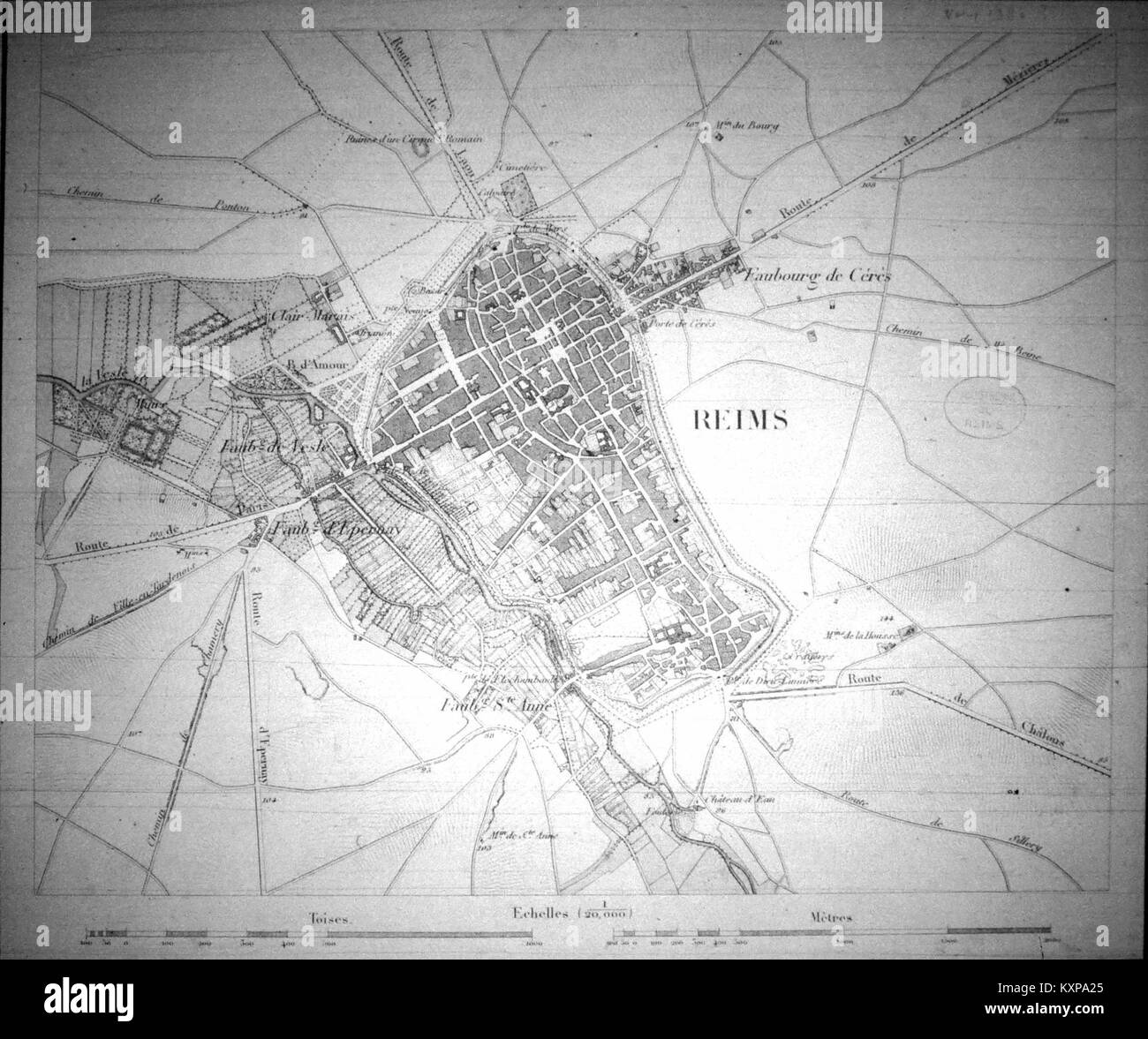 Military map 'Carte état major de Reims BM 23 087' showing topography ...