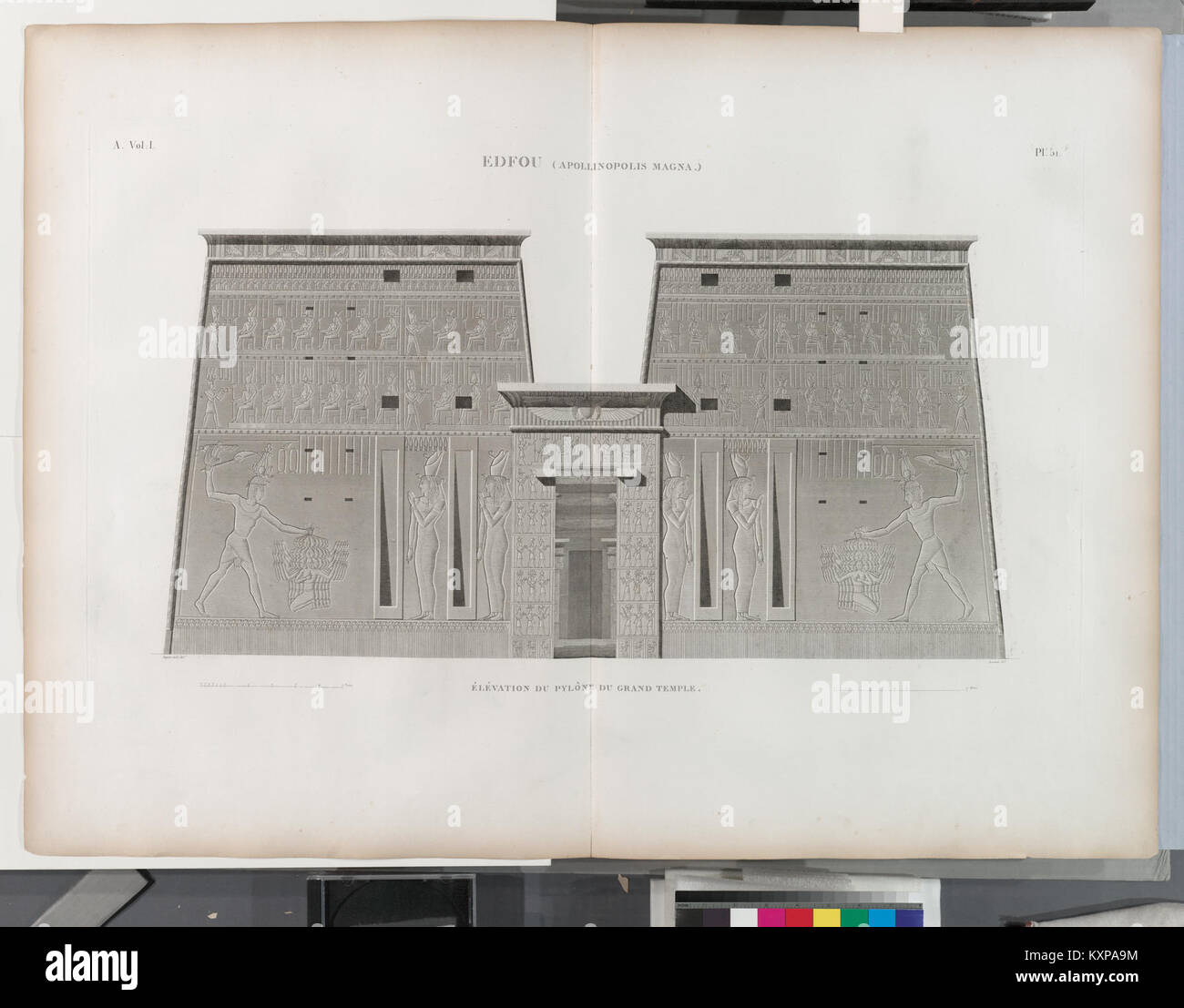 This image depicts the elevation of the great pylon at the Grand Temple ...