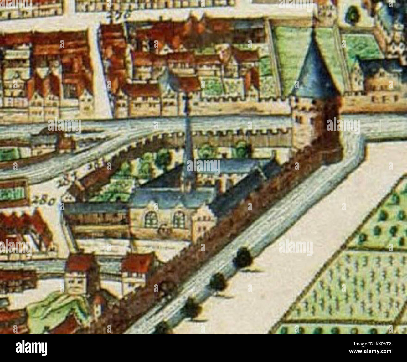 This historical map from Blaeu depicts the Couvent des Récollets, a ...