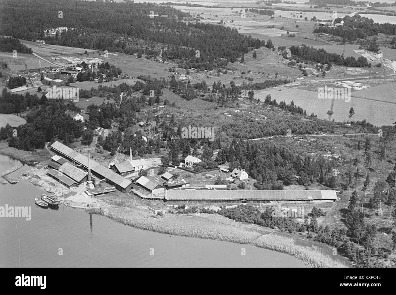 A 1938 photograph of the Brogårds brick factory in Sweden, showcasing ...