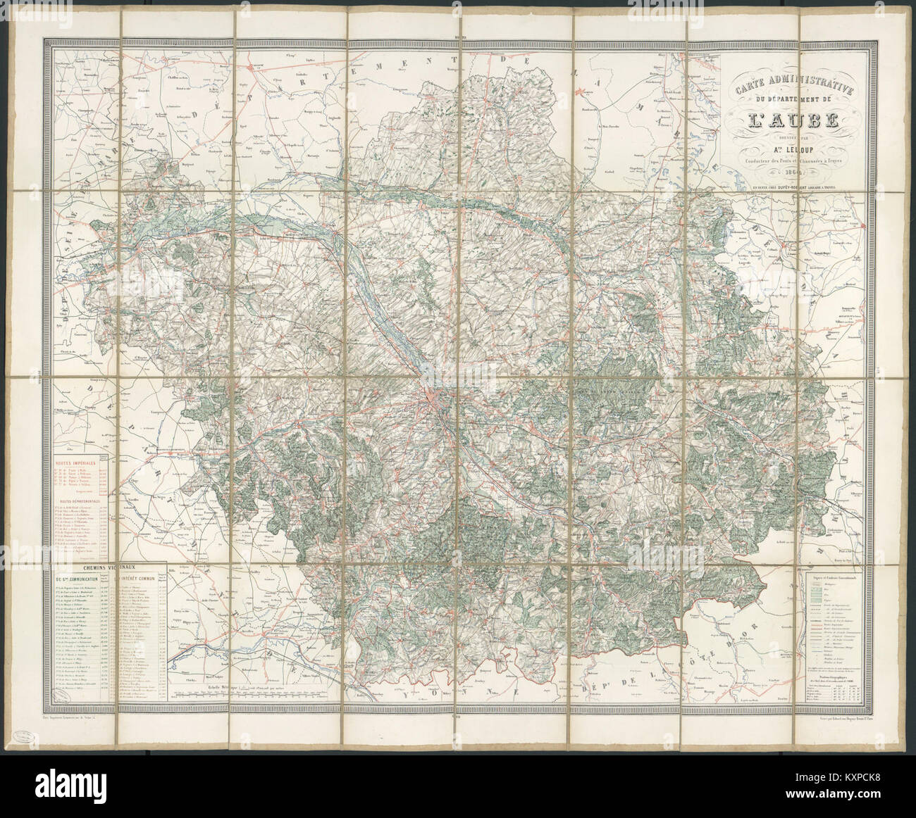 This administrative map of the Aube department in France from 1864 ...