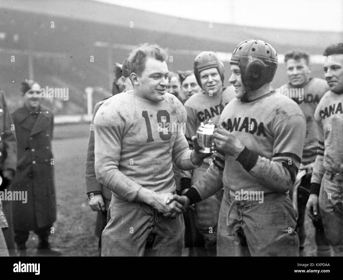 A 1944 football game between Canada and the United States at White City ...