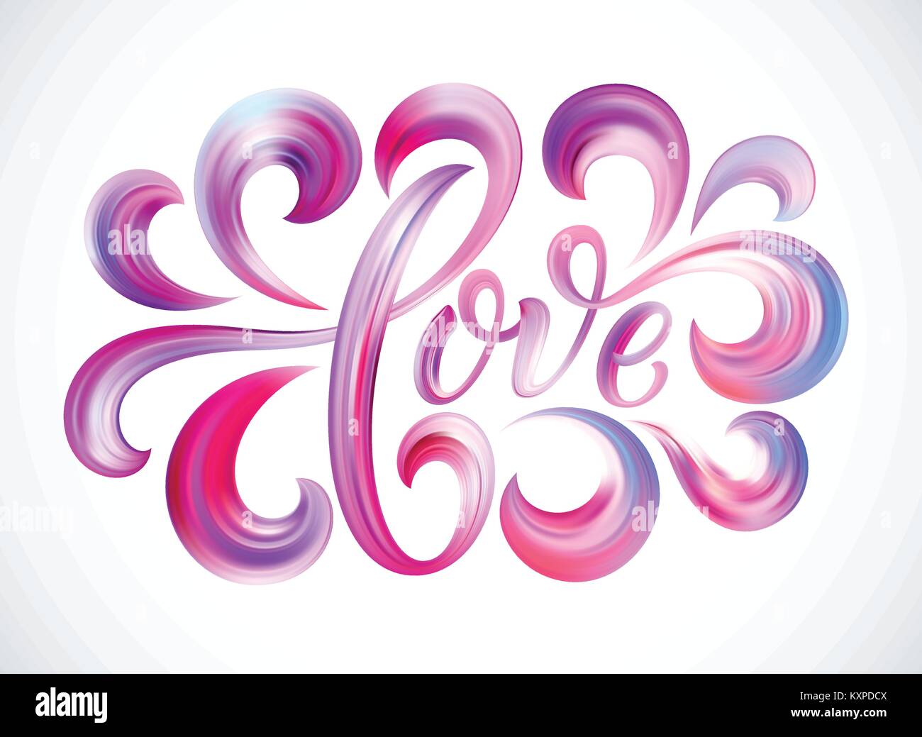 Love word hand drawn lettering. Color Paint brush texture. Modern ...