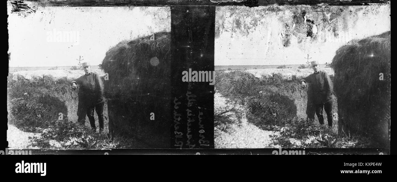 A World War I photograph showing German trenches at Bronne from the ...