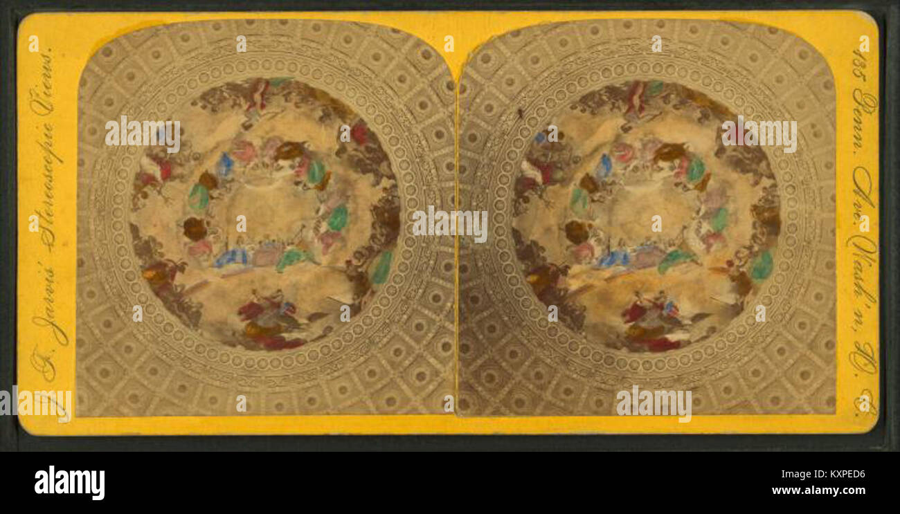 A depiction of the allegorical painting by Brumidi in the Dome of the U ...