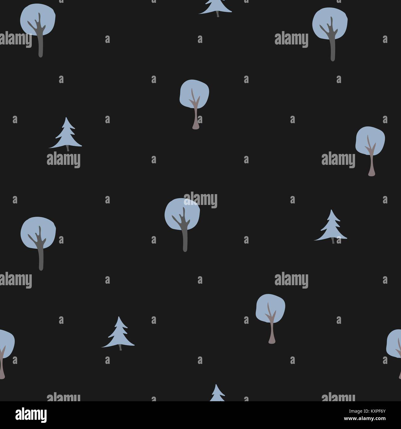 Seamless tree pattern on black. Vector Illustration Stock Vector Image ...