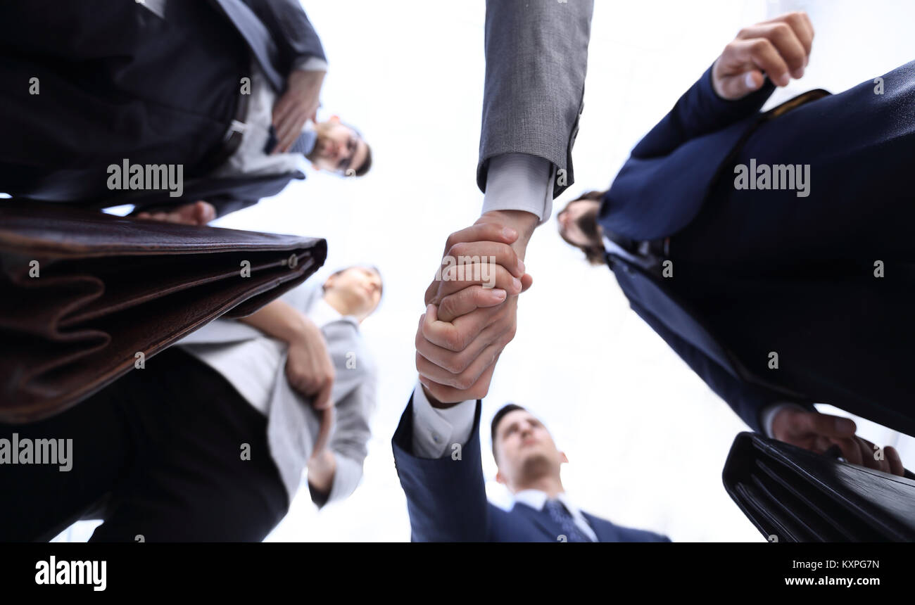 bottom view.business handshake Stock Photo - Alamy