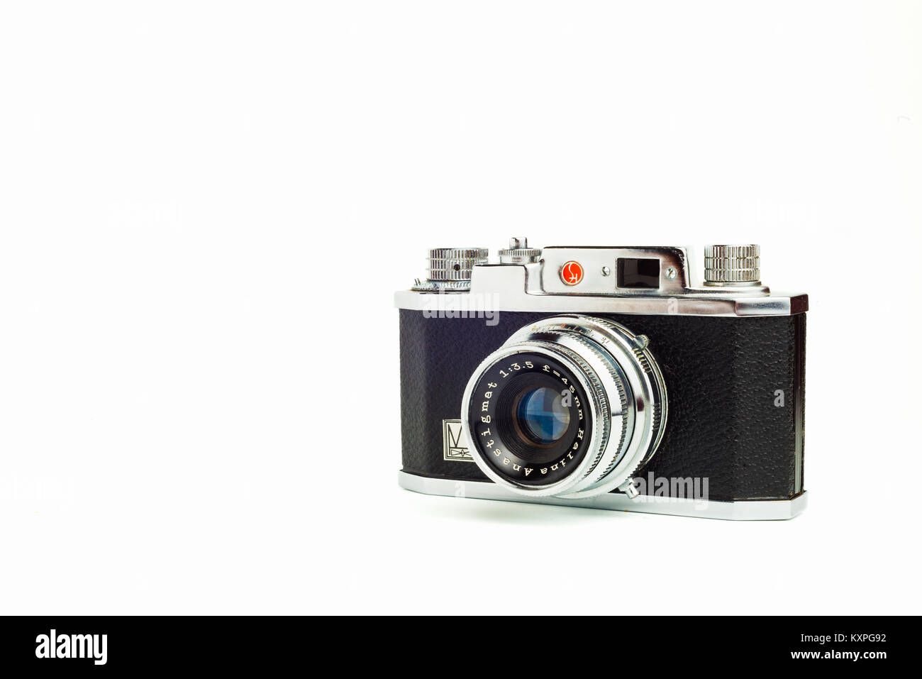 Vintage camera Halina anastigmat x35 on white background Stock Photo ...