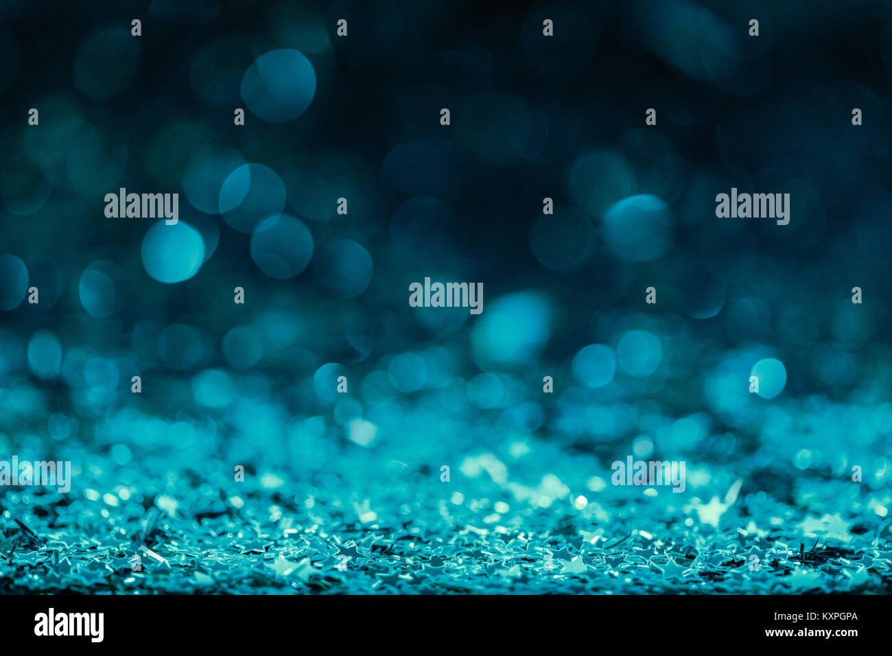 Festive background with shining confetti in turquoise tones Stock Photo ...