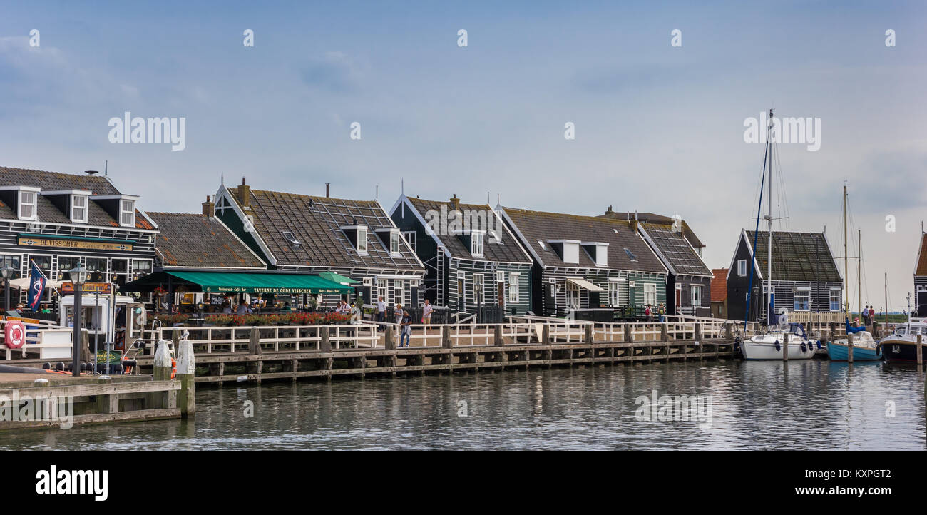 Panorama of the old harbor in fishing village Marken, Holland Stock ...