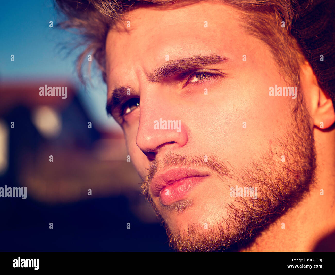 Headshot handsome unshaved man hi-res stock photography and images - Alamy