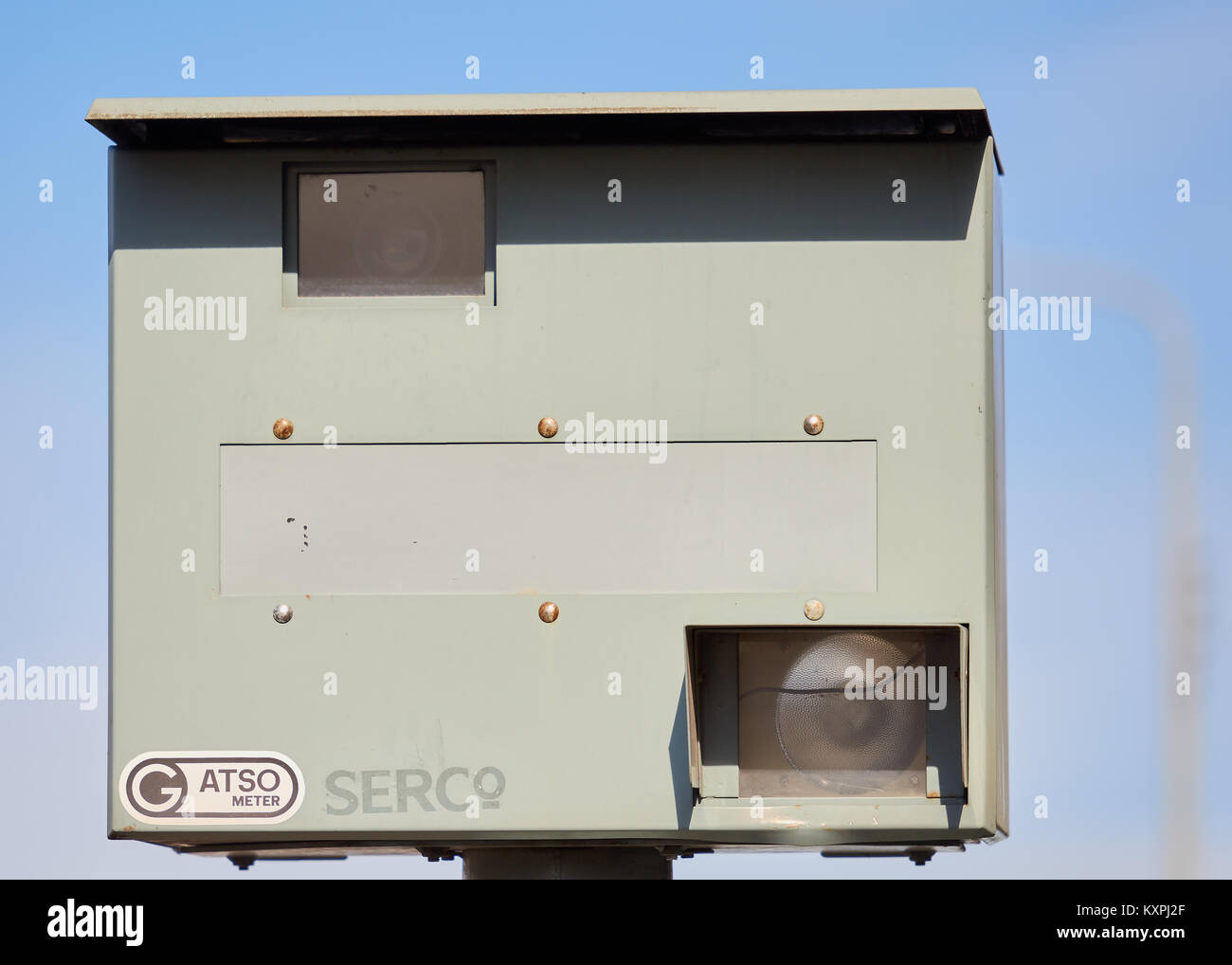 Close up of Gatso speed camera, photo radar, traffic enforcement camera ...