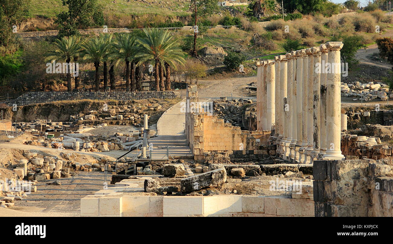 The ancient city of Beit She'an in the Jordan Valley, Israel Stock ...