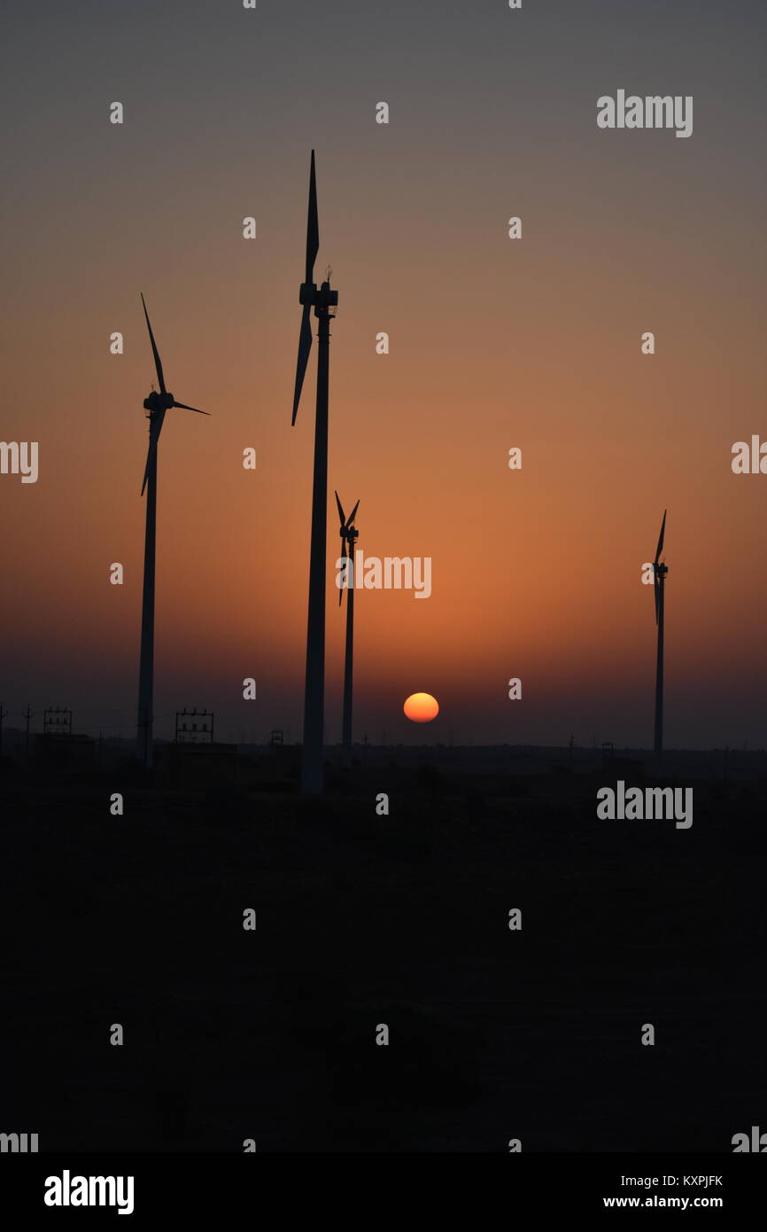 modern windmills in thar desert jaisalmer rajasthan india Stock Photo ...