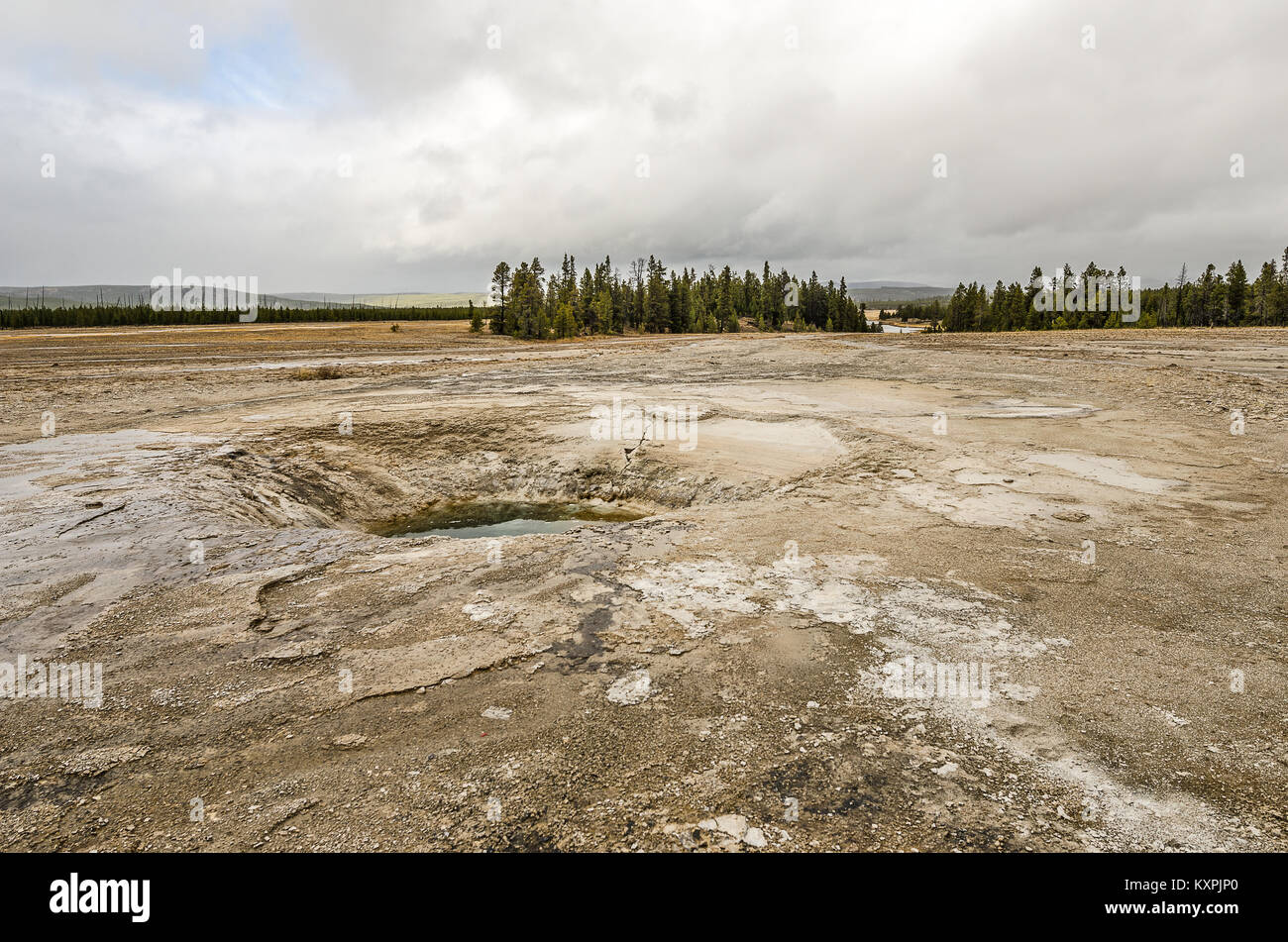 Blue sky with clouds over Opal Pool in the Midway Geyser Basin with the ...