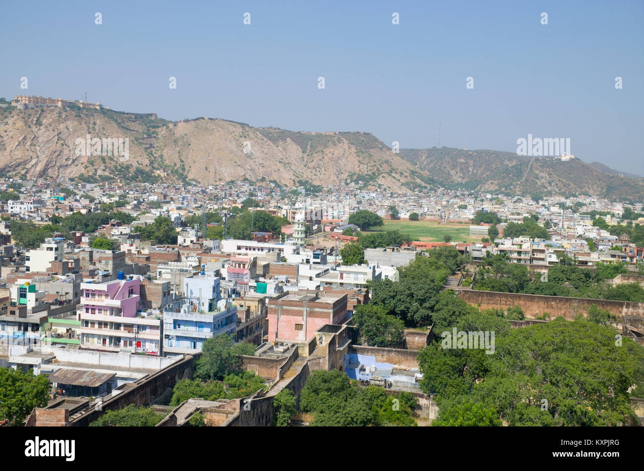 Landscape of the city of Jaipur in India the top view Stock Photo - Alamy
