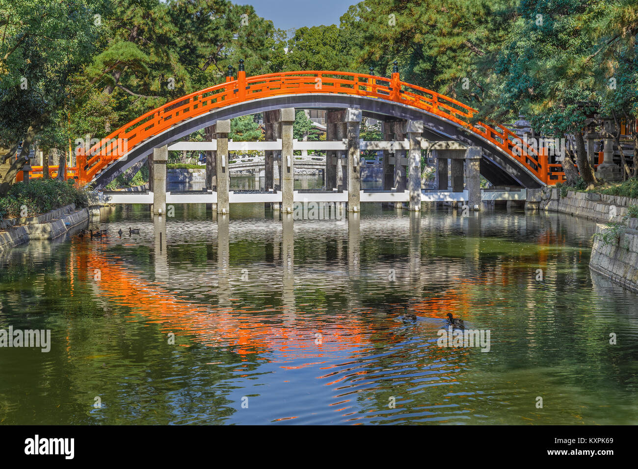 Taiko Bashi (Drum Bridge or formally "Sori Bashi") at Sumiyoshi Grand ...