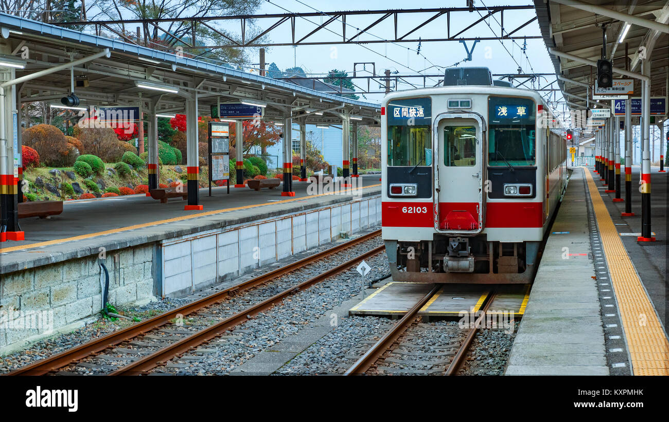 NIKKO, JAPAN - NOVEMBER 17, 2015: Tobu Nikko line takes people from ...