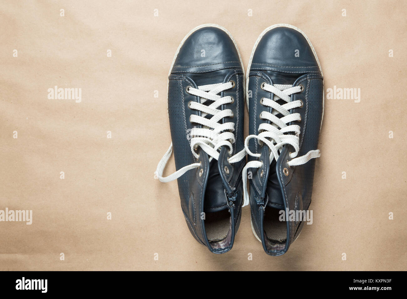 old running shoes with white laces Stock Photo - Alamy