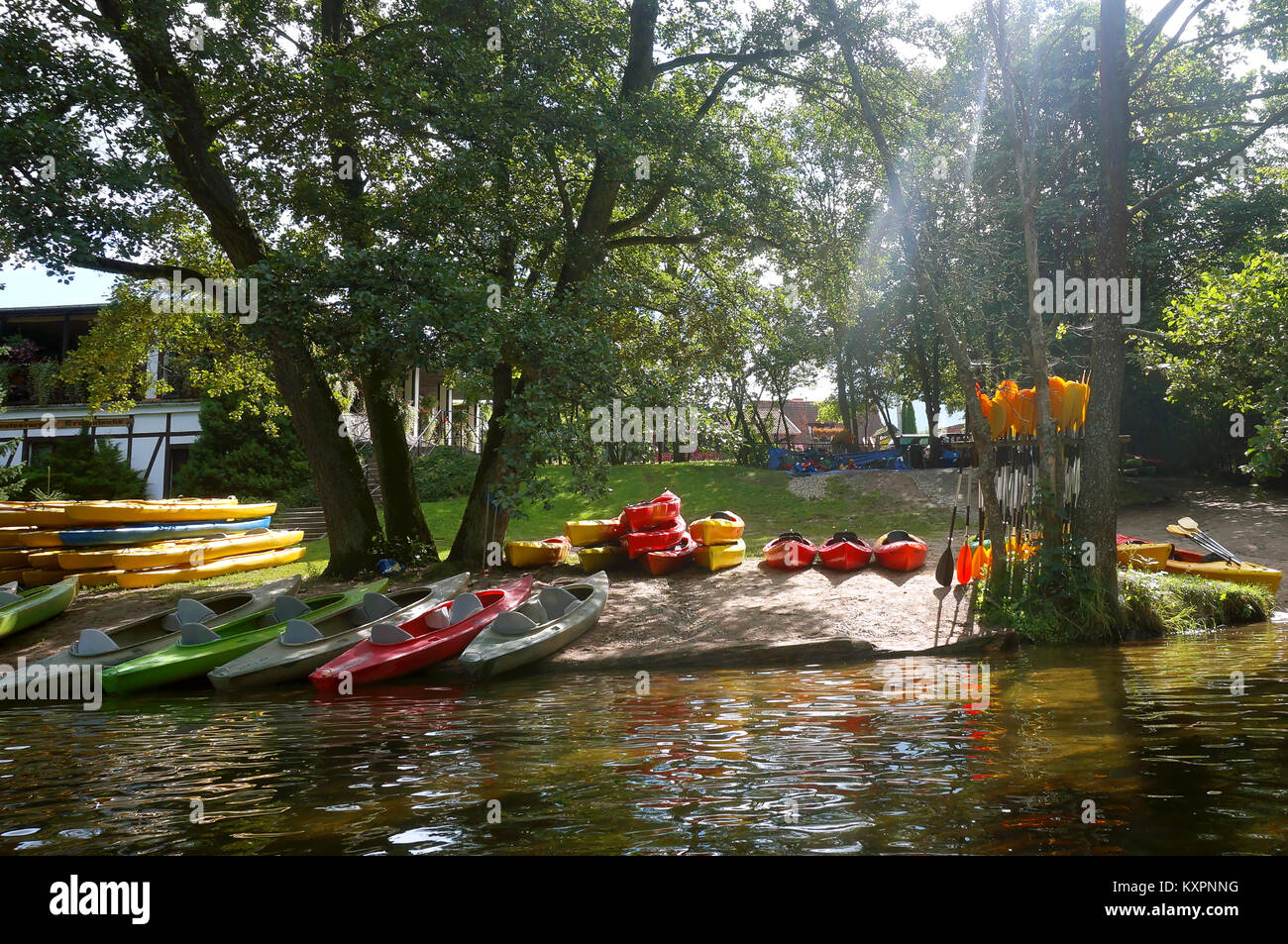rafting to canoe, tourist base of kayaks and canoes, summer adventure ...