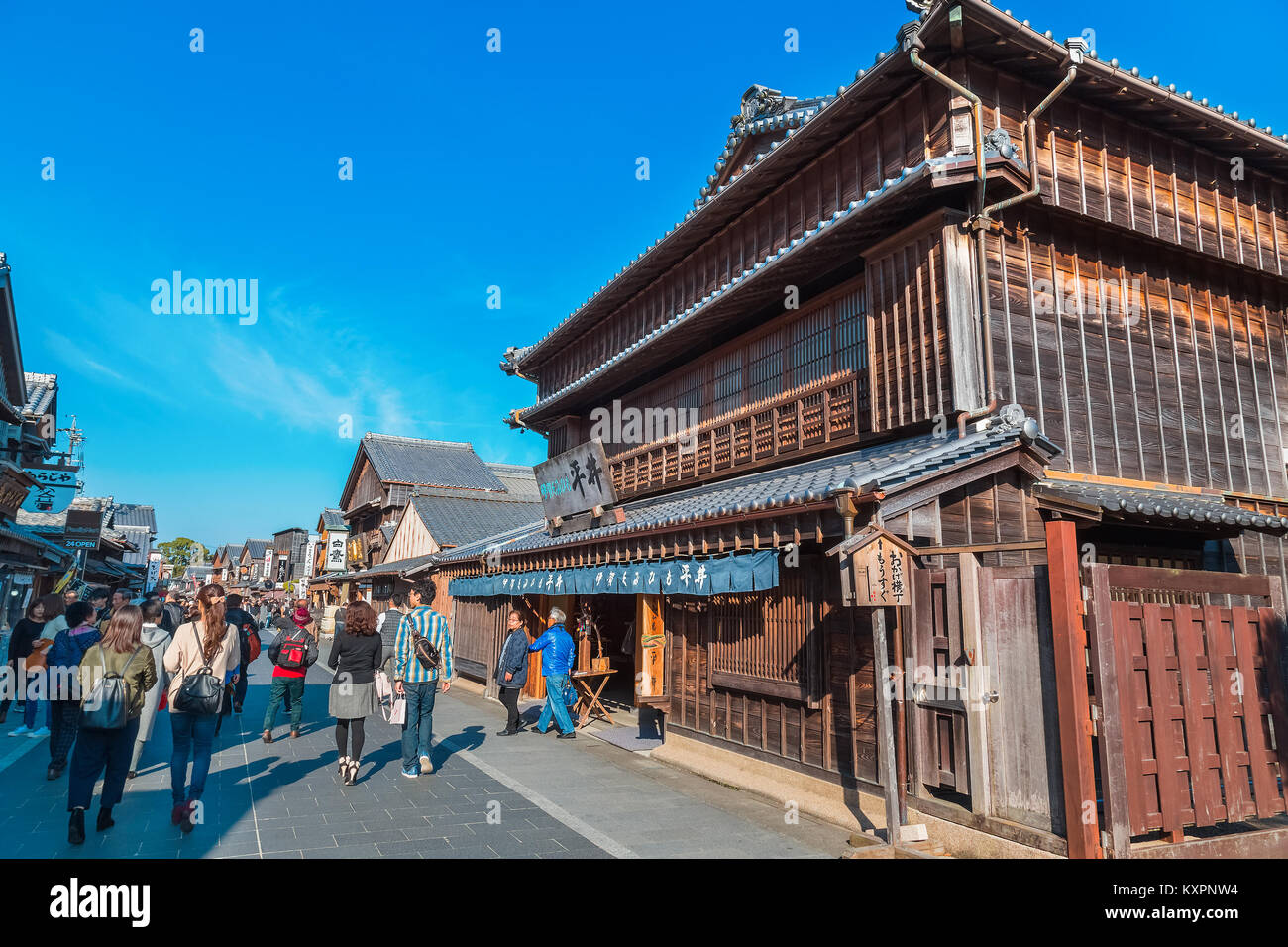 MIE, JAPAN - NOVEMBER 20, 2015: Oharai-machi is the old-800 meter long ...