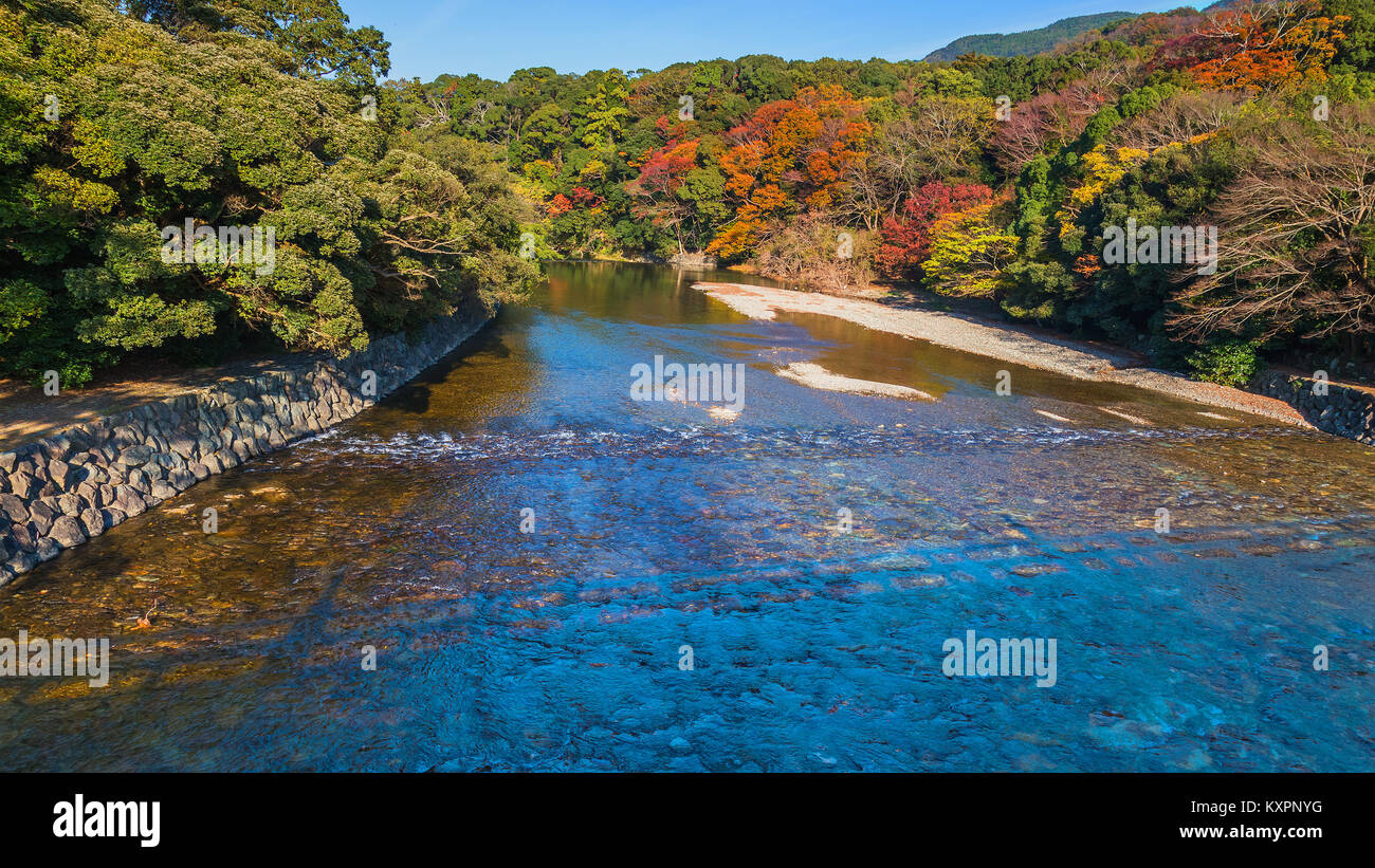 Isuzu river that runs through Ise Jingu Naiku(Ise Grand shrine - inner ...