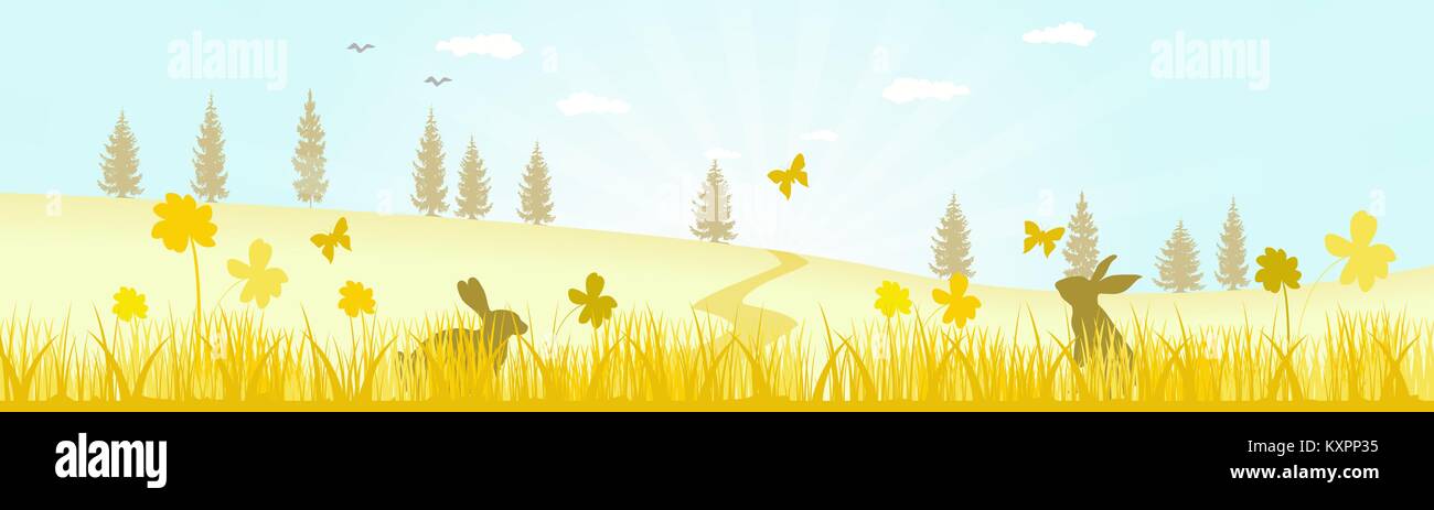 Vector Illustration of a simple spring landscape Stock Vector Image ...