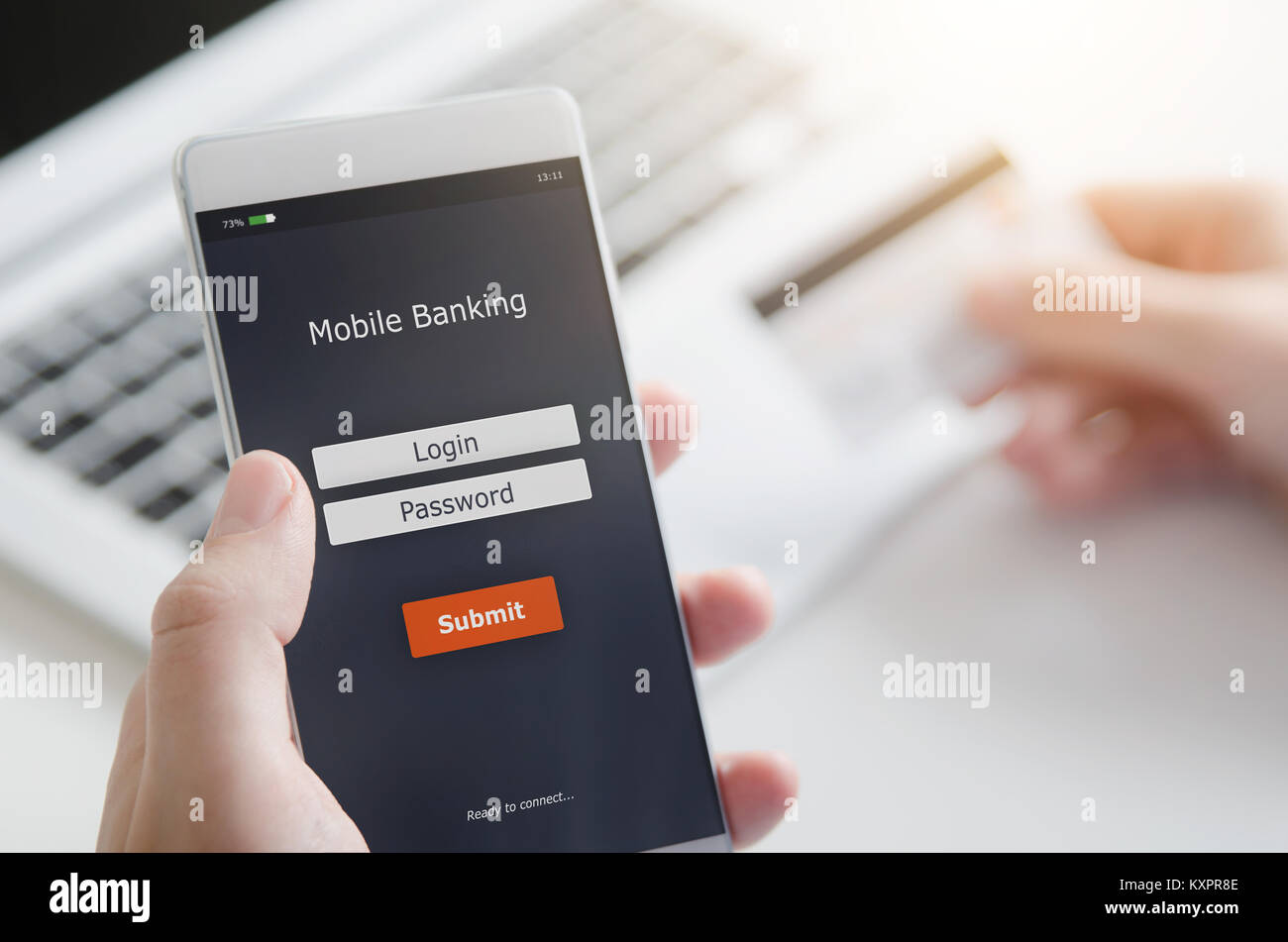 Login to mobile banking account on smart phone. Making payment by ... Login to mobile banking account on smart phone. Making payment by ...