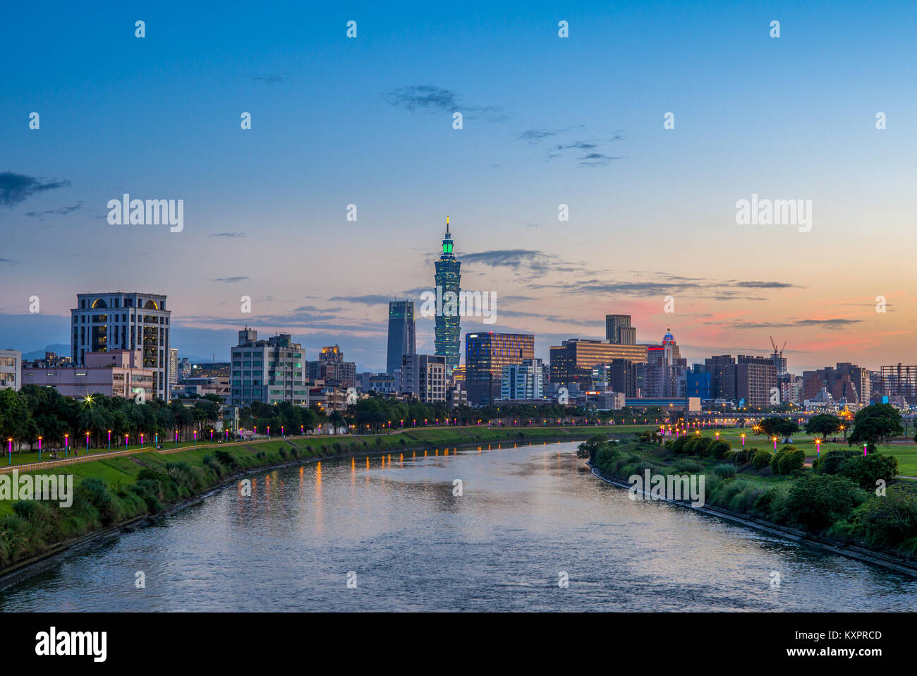 night view of taipei city by the river Stock Photo - Alamy