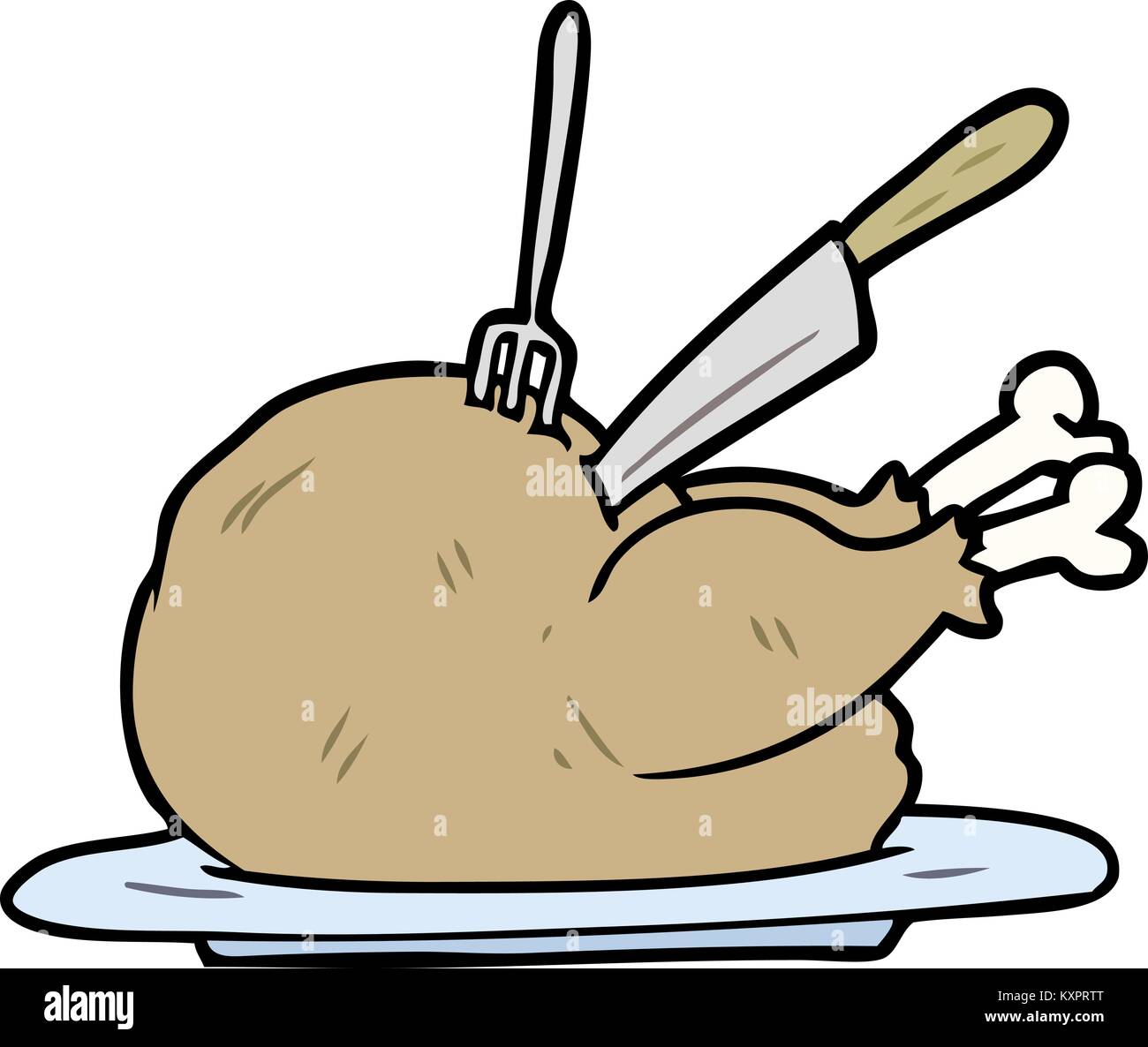 cartoon cooked turkey being carved Stock Vector Image & Art - Alamy