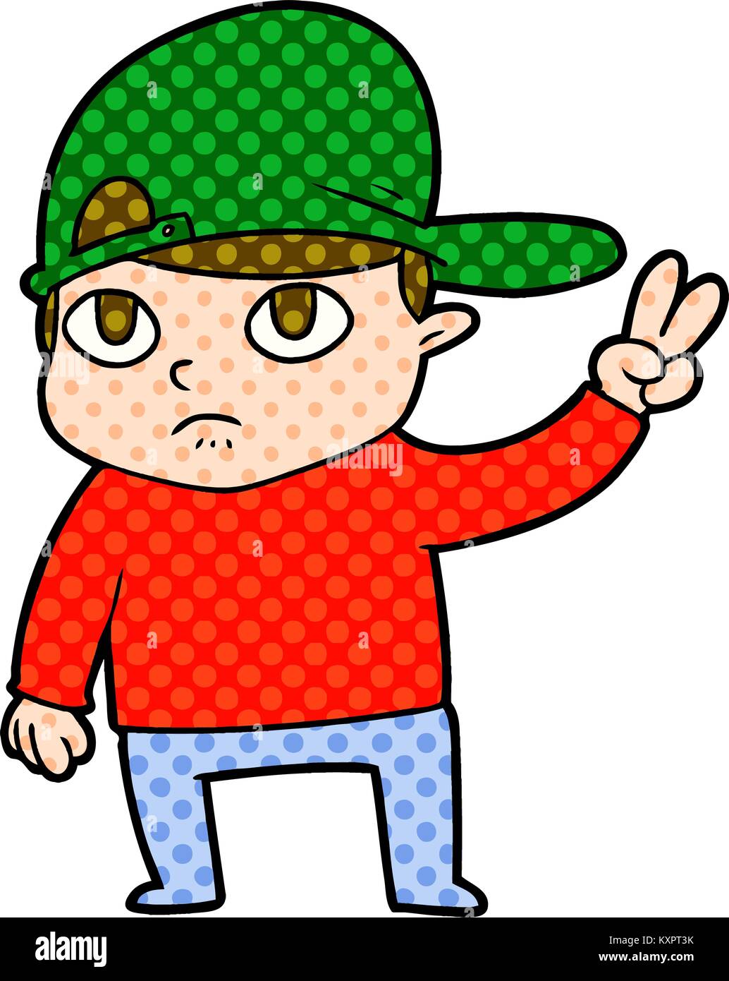cartoon kid giving peace sign Stock Vector Image & Art - Alamy