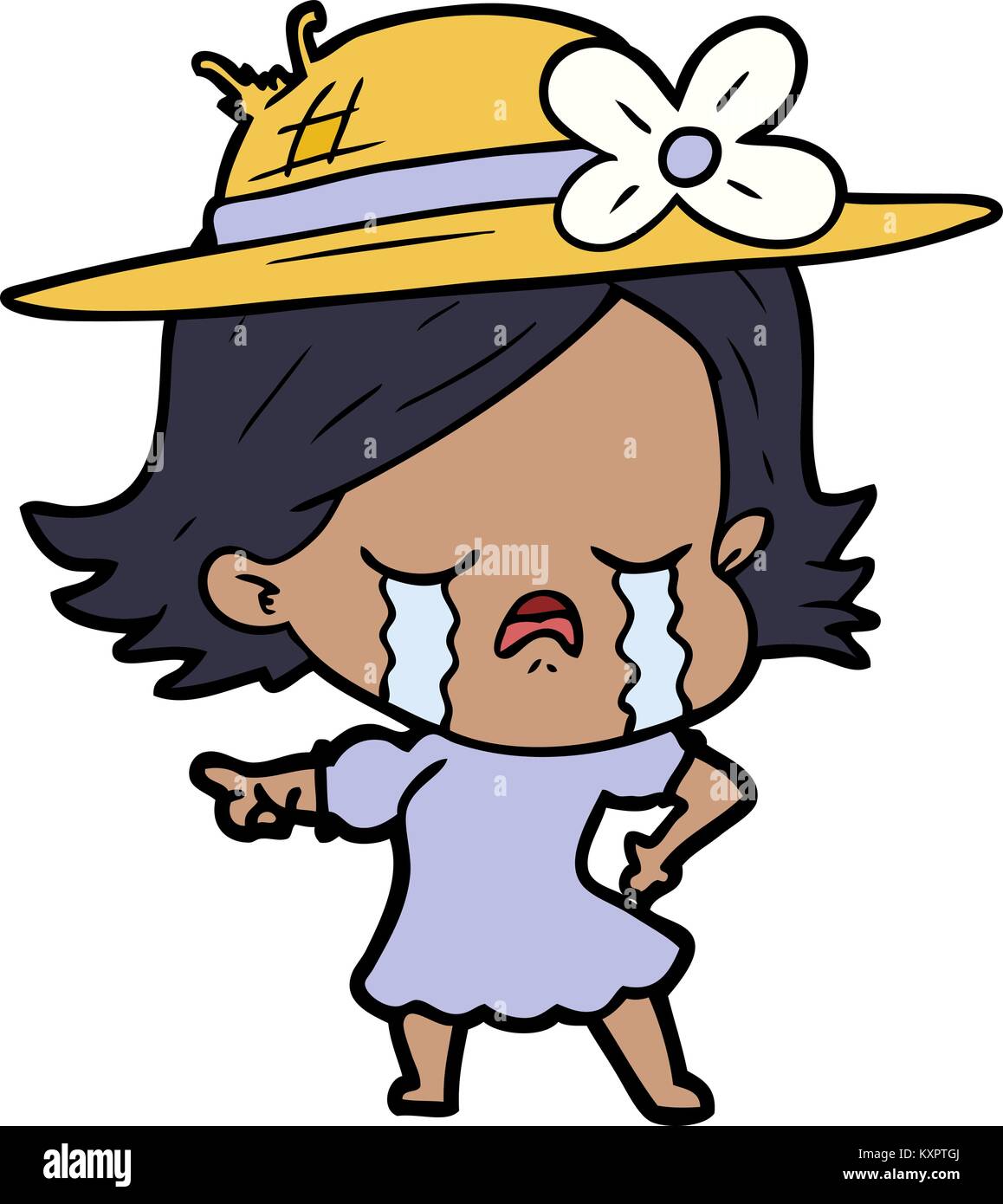 cartoon girl crying and pointing Stock Vector Image & Art - Alamy