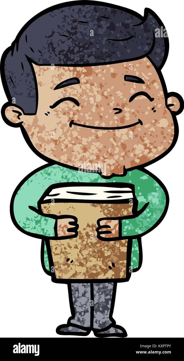happy cartoon man holding book Stock Vector Image & Art - Alamy