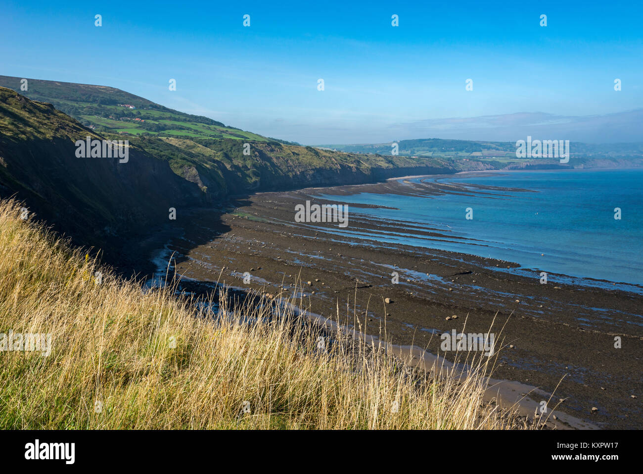 Beautiful coastline at Ravenscar overlooking Robin Hood's Bay, North ...