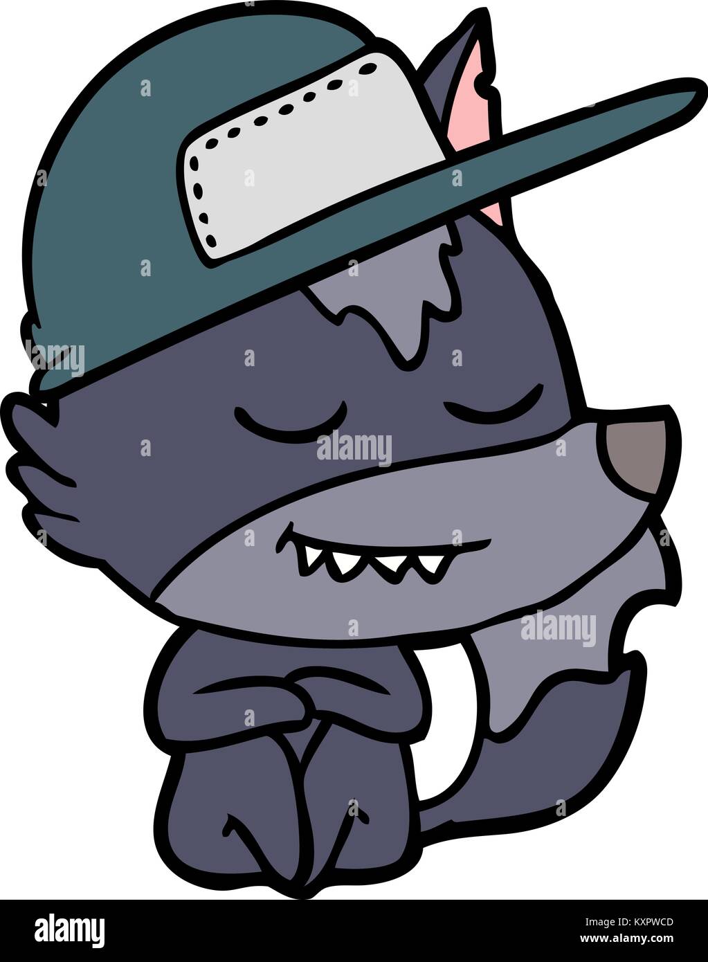 friendly cartoon wolf sitting Stock Vector Image & Art - Alamy