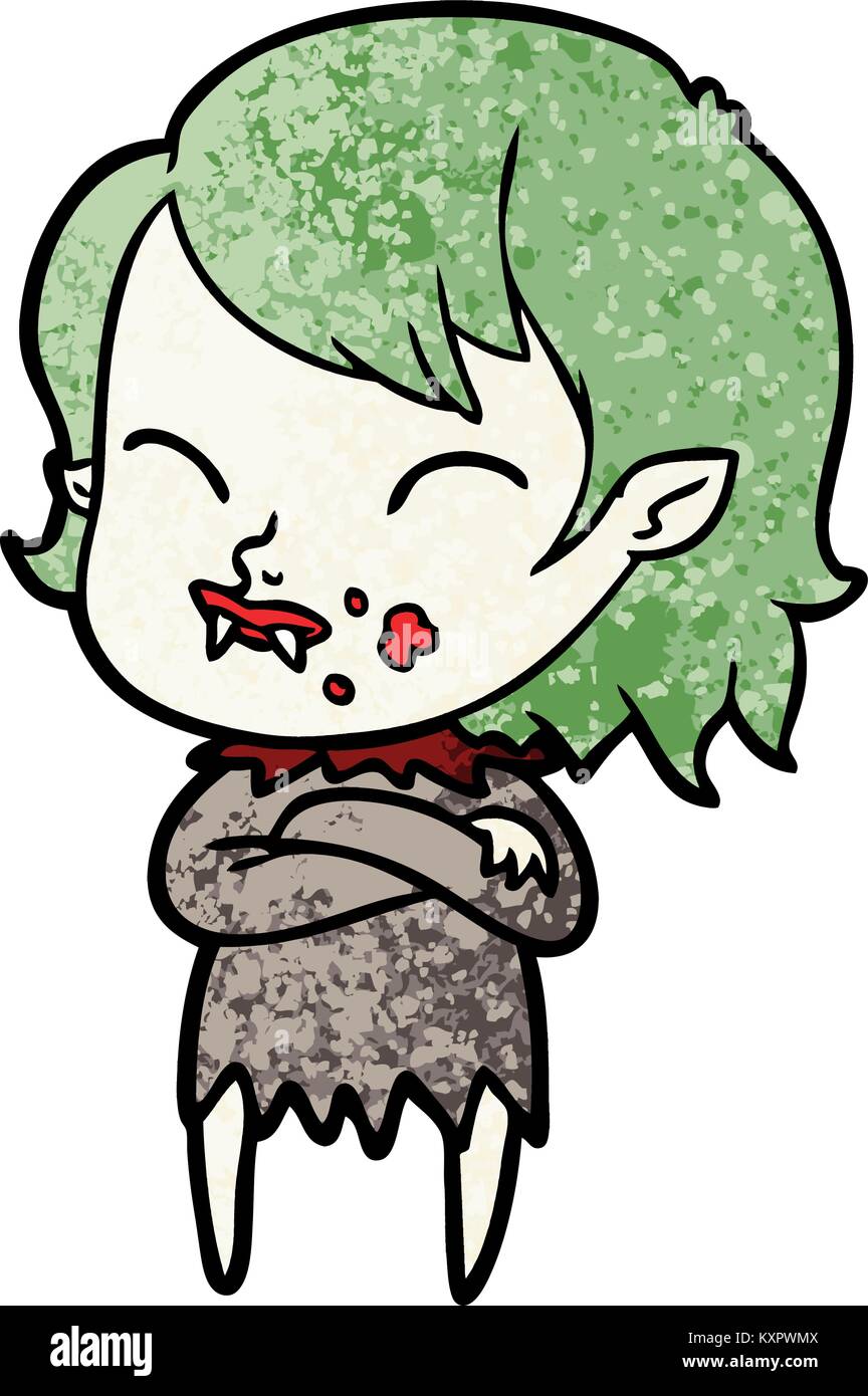 cartoon vampire girl with blood on cheek Stock Vector Image & Art - Alamy