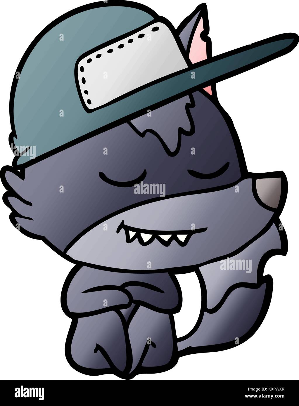 friendly cartoon wolf sitting Stock Vector Image & Art - Alamy