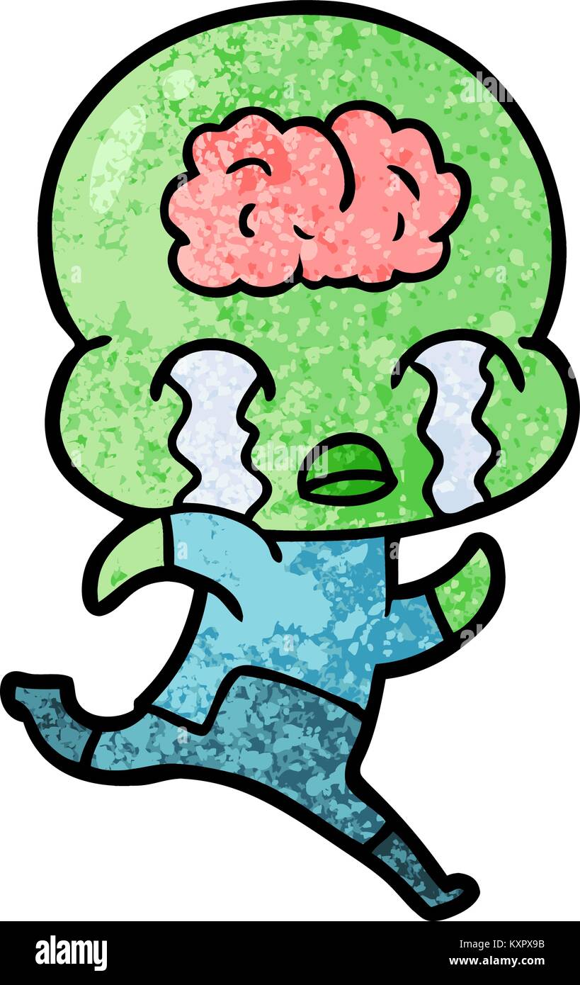 cartoon big brain alien crying Stock Vector Image & Art - Alamy