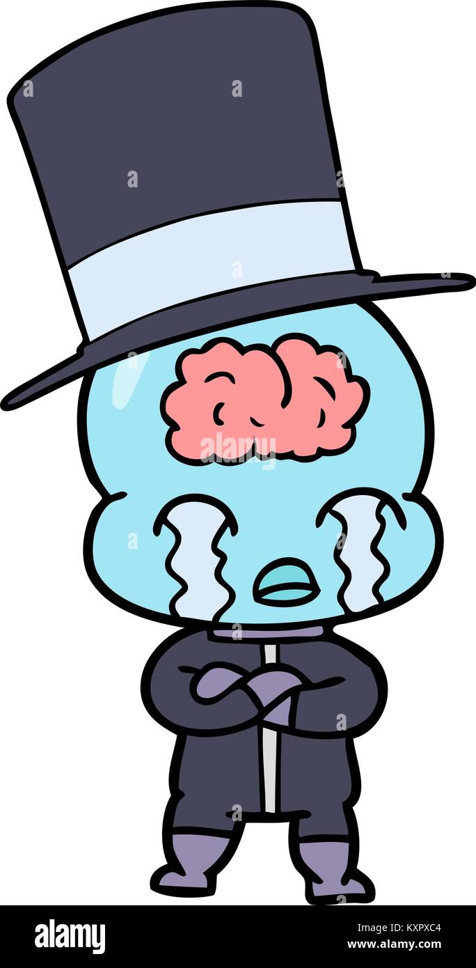 cartoon big brain alien crying Stock Vector Image & Art - Alamy