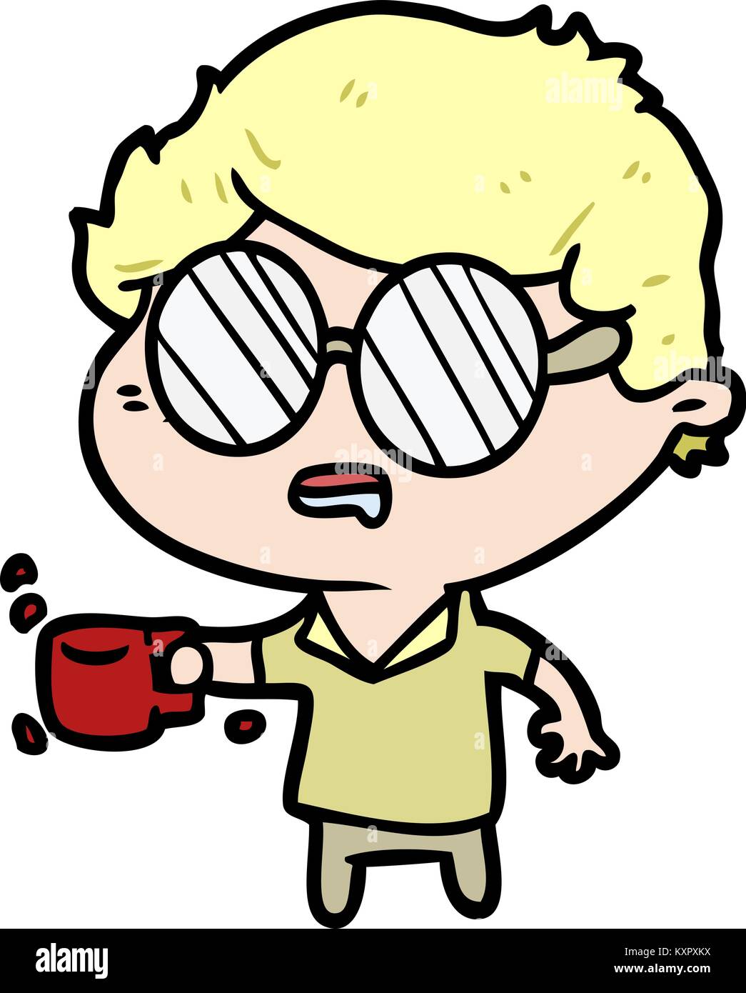 cartoon man jittery from drinking too much coffee Stock Vector Image ...