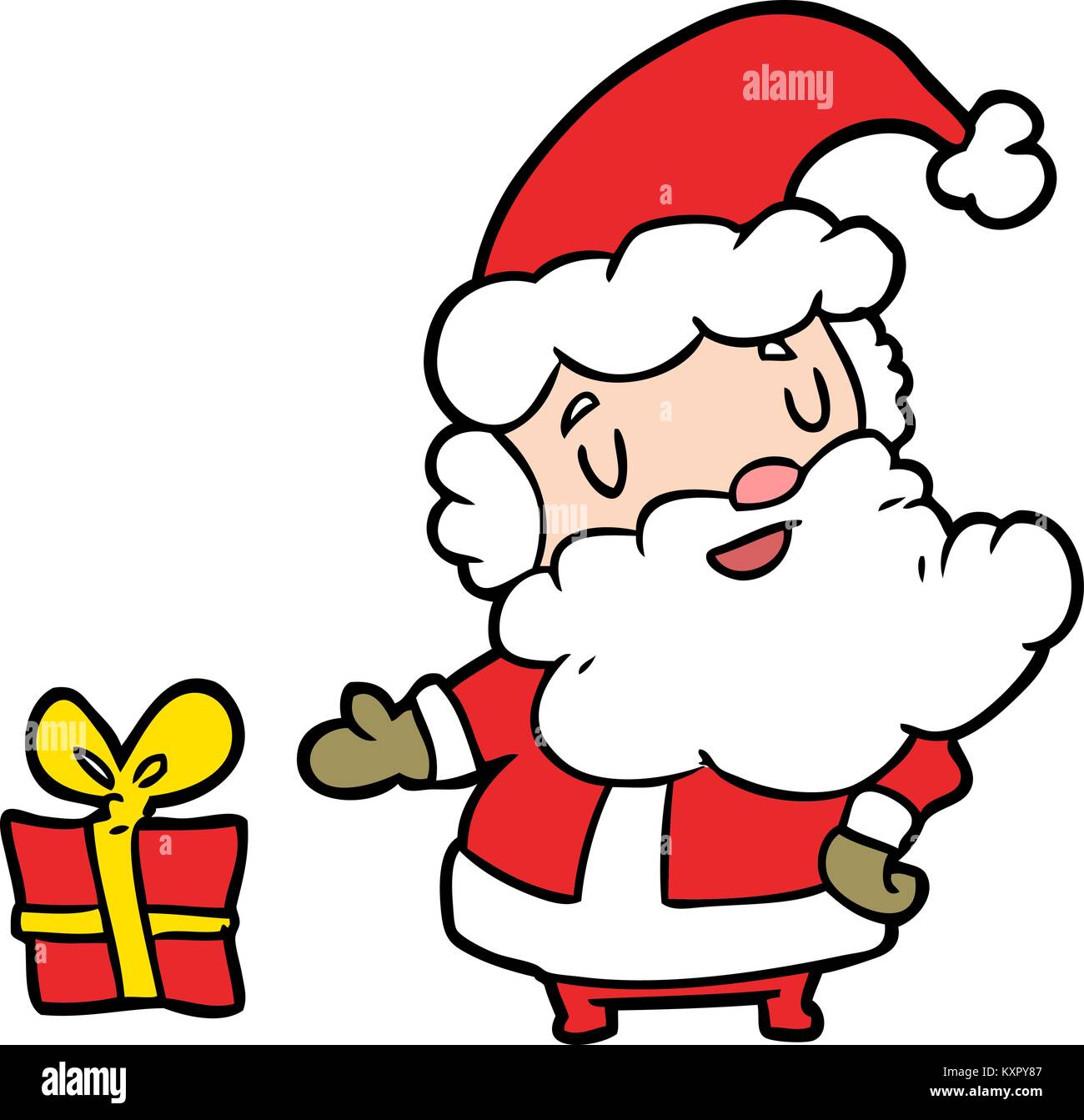 cartoon santa claus with present Stock Vector Image & Art - Alamy