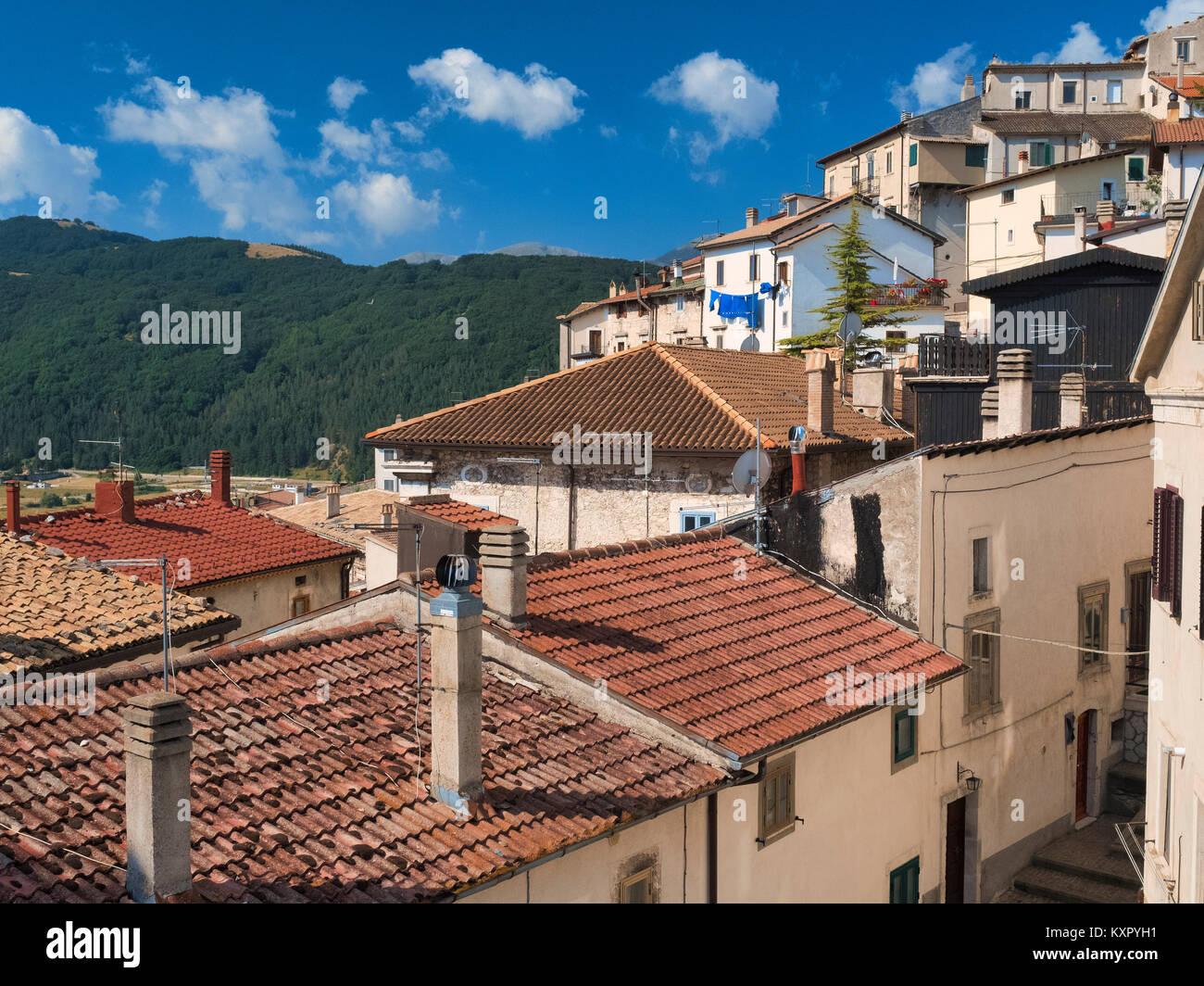 Rivisondoli (L'Aquila, Abruzzi, Italy), the historic village in a ...