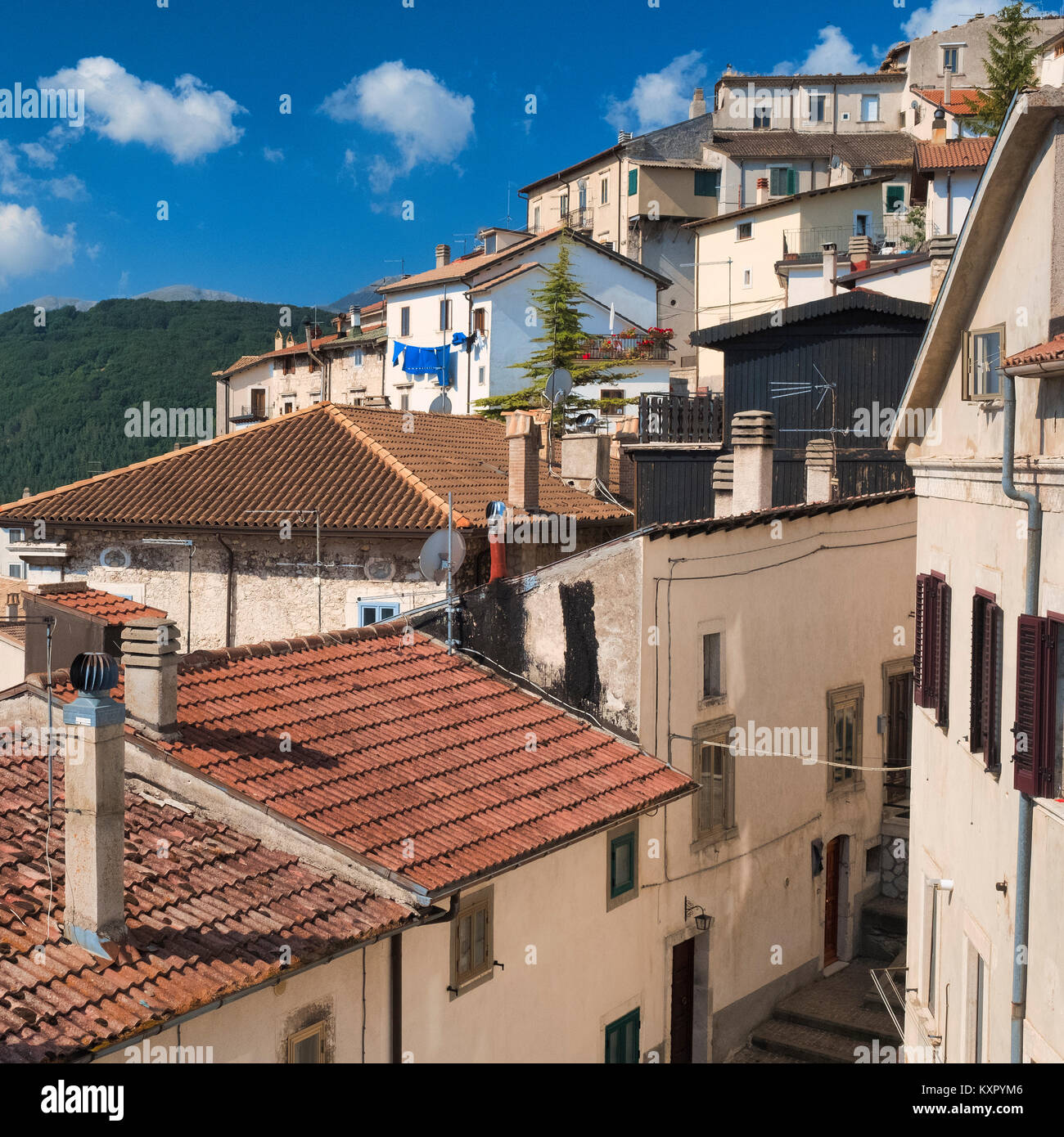 Rivisondoli (L'Aquila, Abruzzi, Italy), the historic village in a ...
