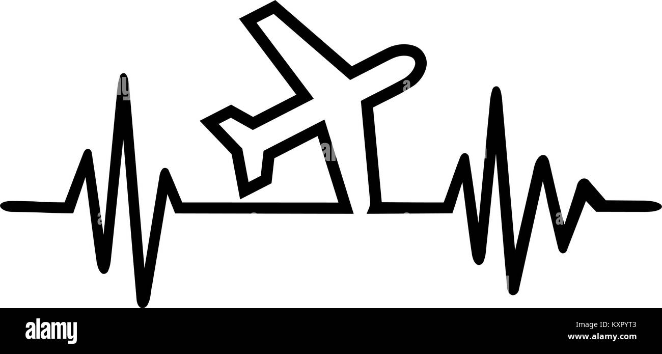Pilot plane heartbeat line Stock Vector Image & Art - Alamy