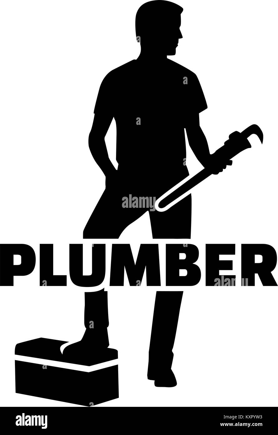 Plumber silhouette with word Stock Vector Image & Art - Alamy