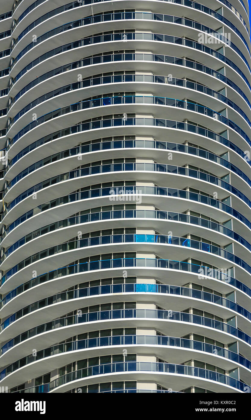 Long Round Balconies on Miami Hotel Tower Stock Photo - Alamy