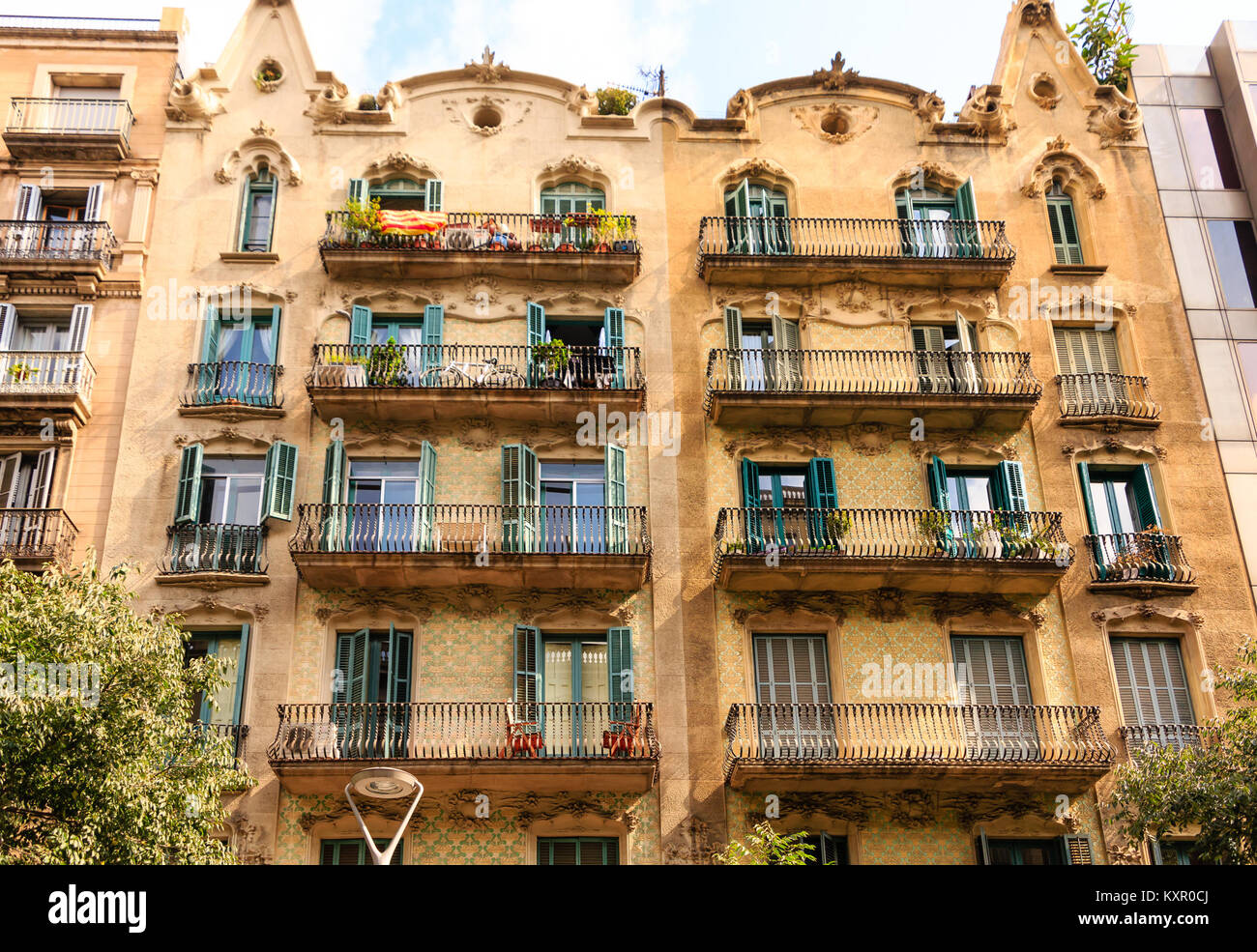 Wrought Iron Balconies on Classic Spanish Architecture Stock Photo - Alamy